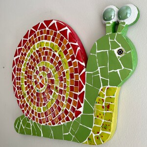 Vibrant Mosaic Snail Wall Hanging Sign, Swirls of Glass Mosaic Tile ...