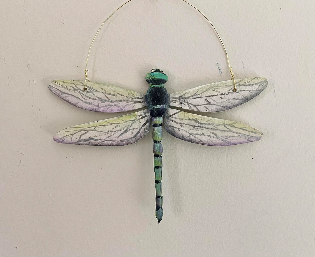 Beautiful Little Wood Dragonfly Wall Hanging Ornament, Acrylic Painting ...