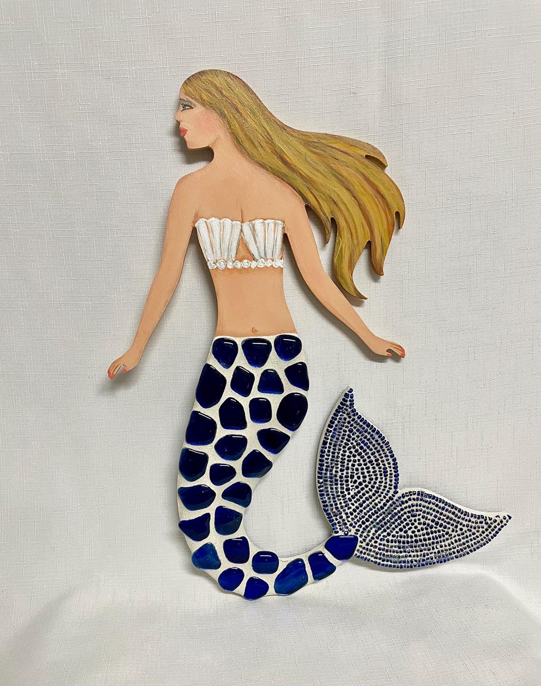 Daphne the Mosaic Mermaid of the Sea Wall Hanging Sign | Mixed Media ...