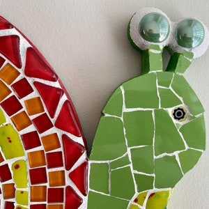 Vibrant Mosaic Snail Wall Hanging Sign, Swirls of Glass Mosaic Tile ...