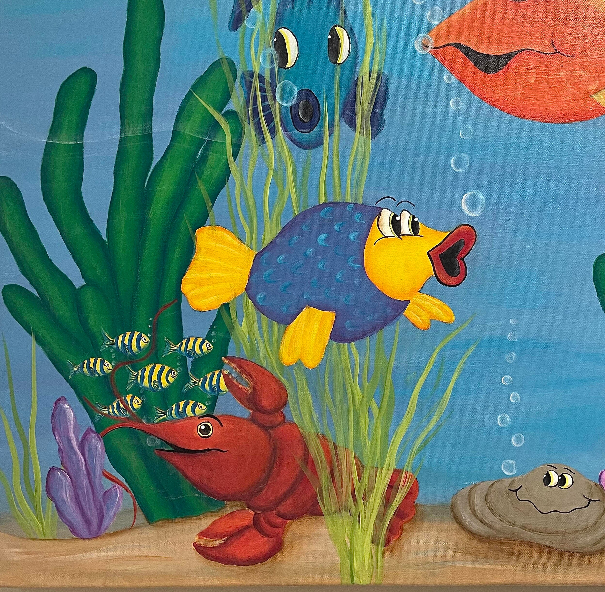 Fun Colorful Fish on the Ocean Floor Canvas Painting - Etsy