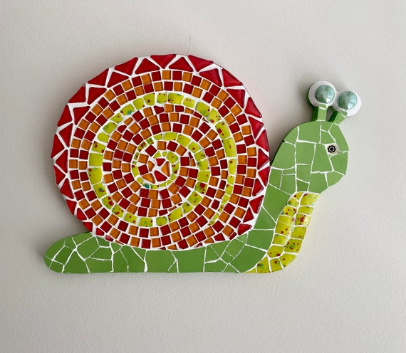 Vibrant Mosaic Snail Wall Hanging Sign Swirls of Glass Mosaic - Etsy