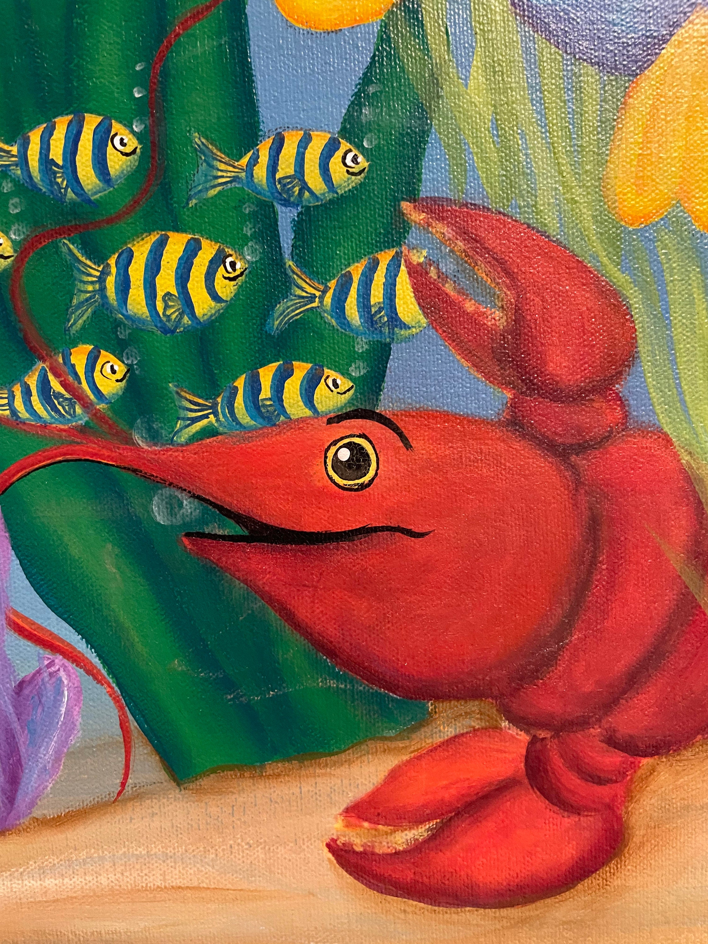 Fun Colorful Fish on the Ocean Floor Canvas Painting - Etsy