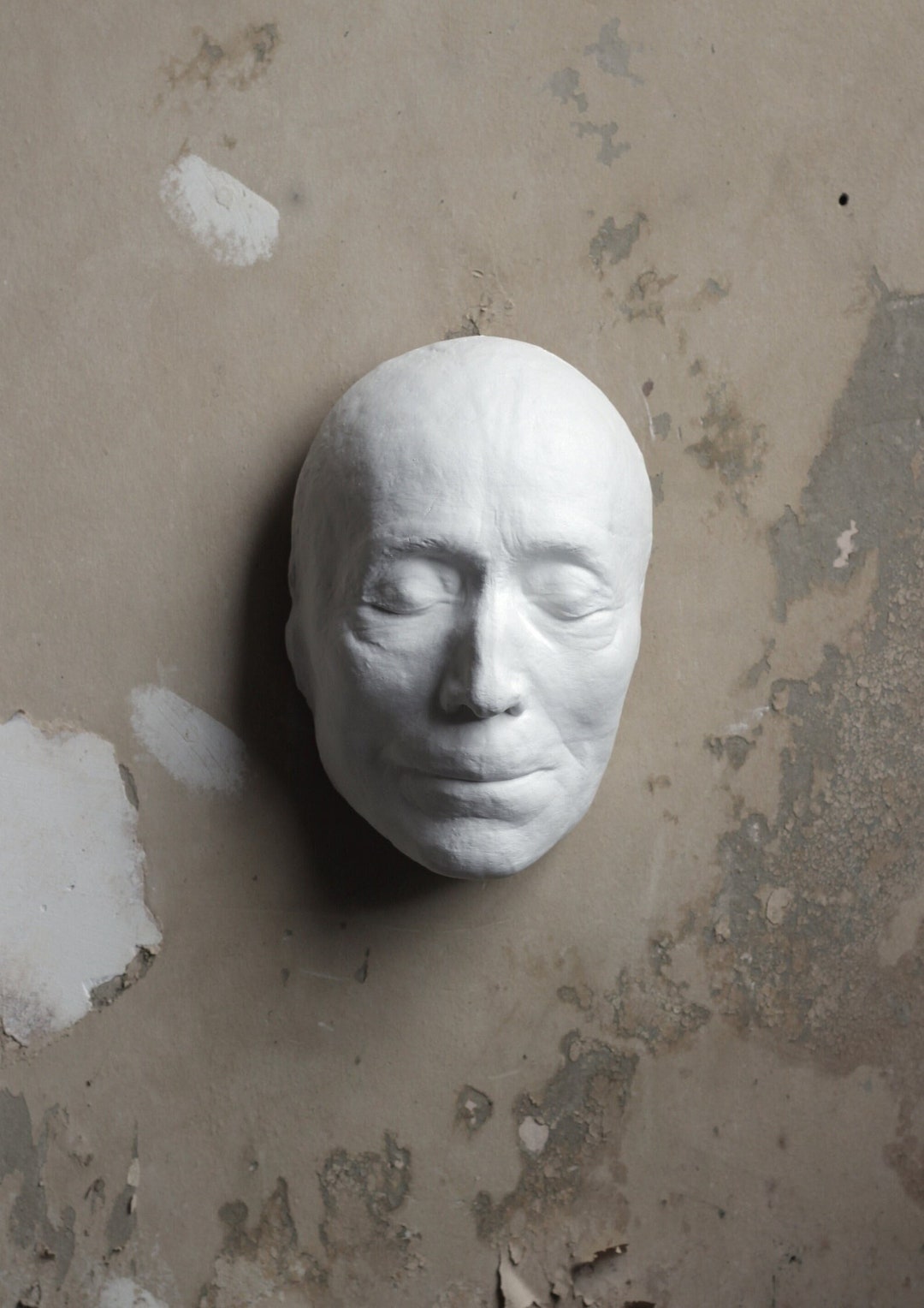 Death Mask of Old Woman, Mortuary Mask Plaster Cast, Handmade Funerary ...