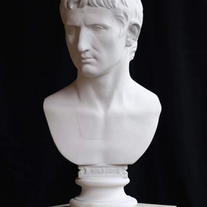 Caesar Augustus Portrait Bust, Large Roman Emperor Reproduction Plaster ...