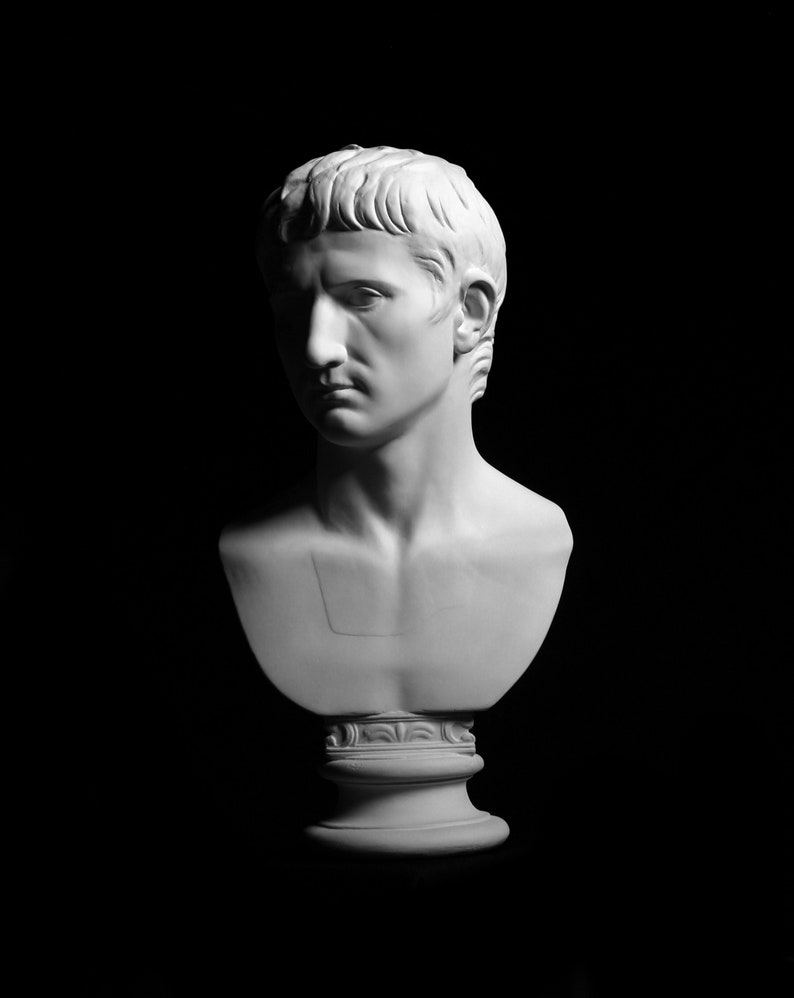 Caesar Augustus Portrait Bust, Large Roman Emperor Reproduction Plaster ...