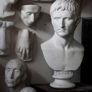 Caesar Augustus Portrait Bust, Large Roman Emperor Reproduction Plaster ...