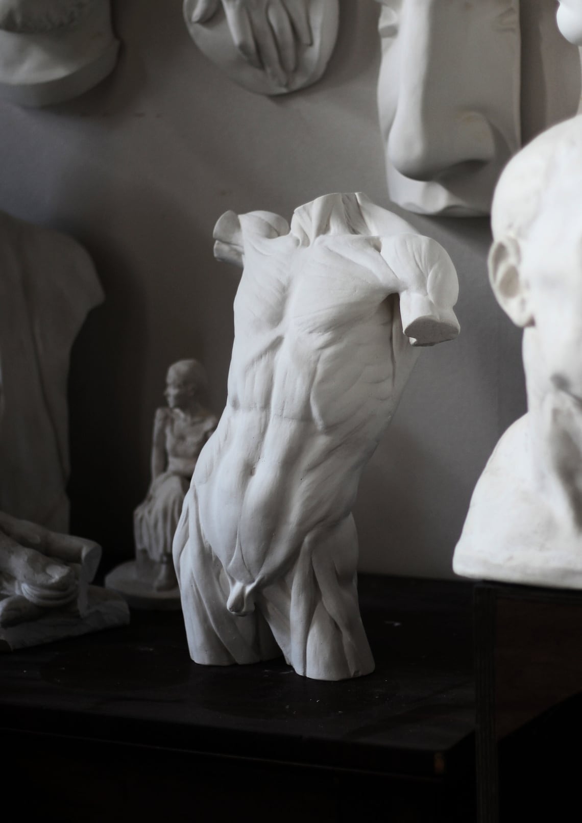 Écorché Male Torso, Plaster Figure Sculpture, Anatomical Drawing Cast ...