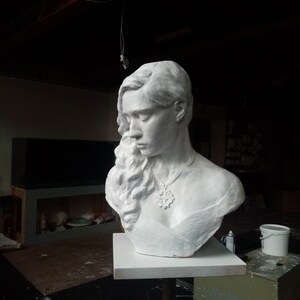 Female Head Plaster Cast // Bust Sculpture // Portrait // Standing ...