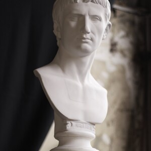Caesar Augustus Portrait Bust, Large Roman Emperor Reproduction Plaster ...