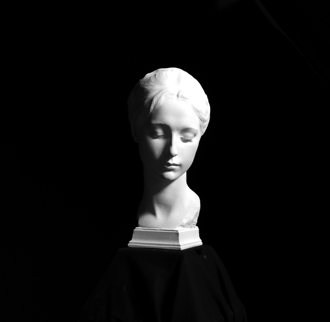 Portrait of a Girl by Gaetano Cellini, Female White Bust Plaster Cast ...