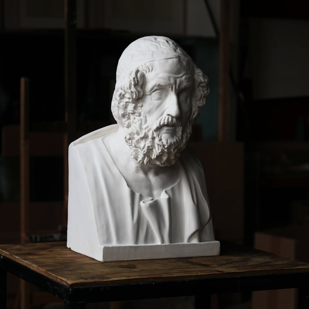 Very Large Bust of Homer, Greek Plaster Sculpture, Roman Copy Indoor ...