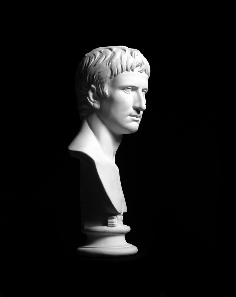 Caesar Augustus Portrait Bust, Large Roman Emperor Reproduction Plaster ...