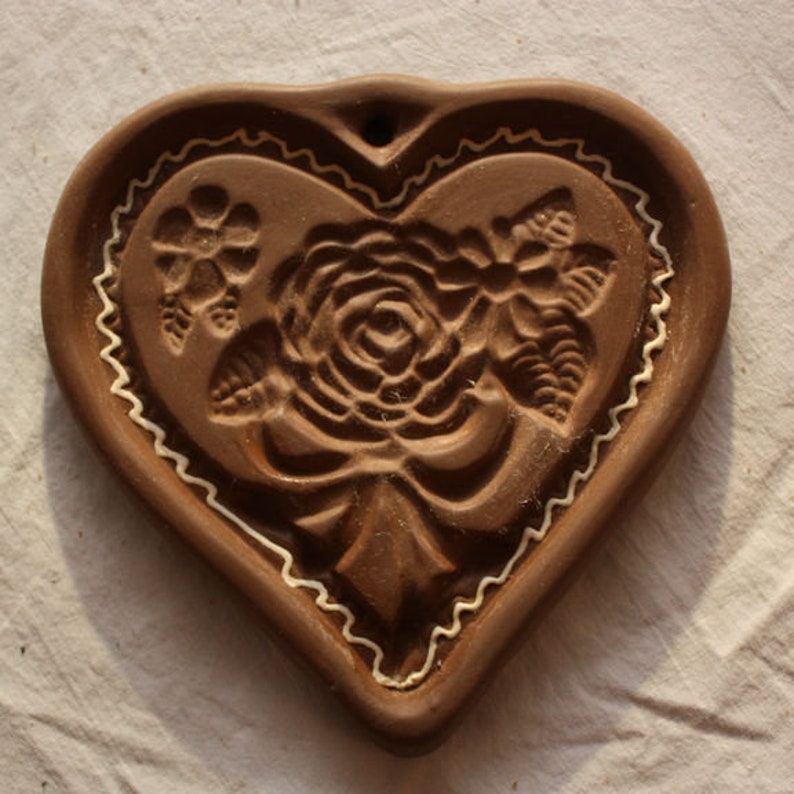 Vintage Heartstone USA Shortbread Cookie Pottery Mold With Floral ...