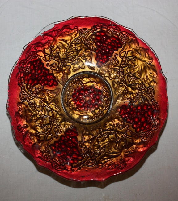 Vintage Goofus Glass Grape Patterned Red and Gold Plate - Etsy