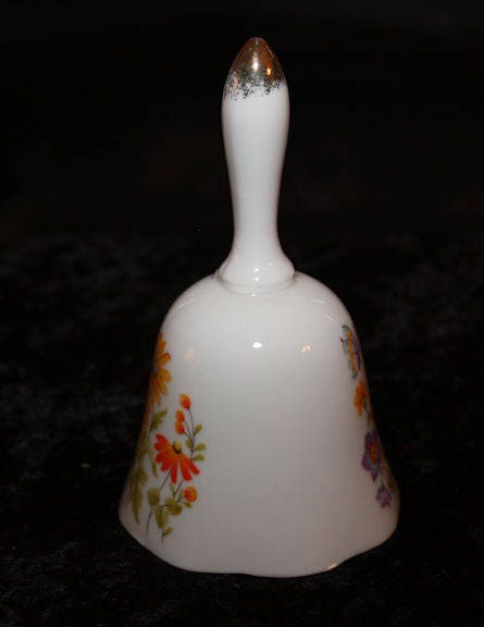 Vintage Floral White Porcelain Bell With Gold Tip - Etsy