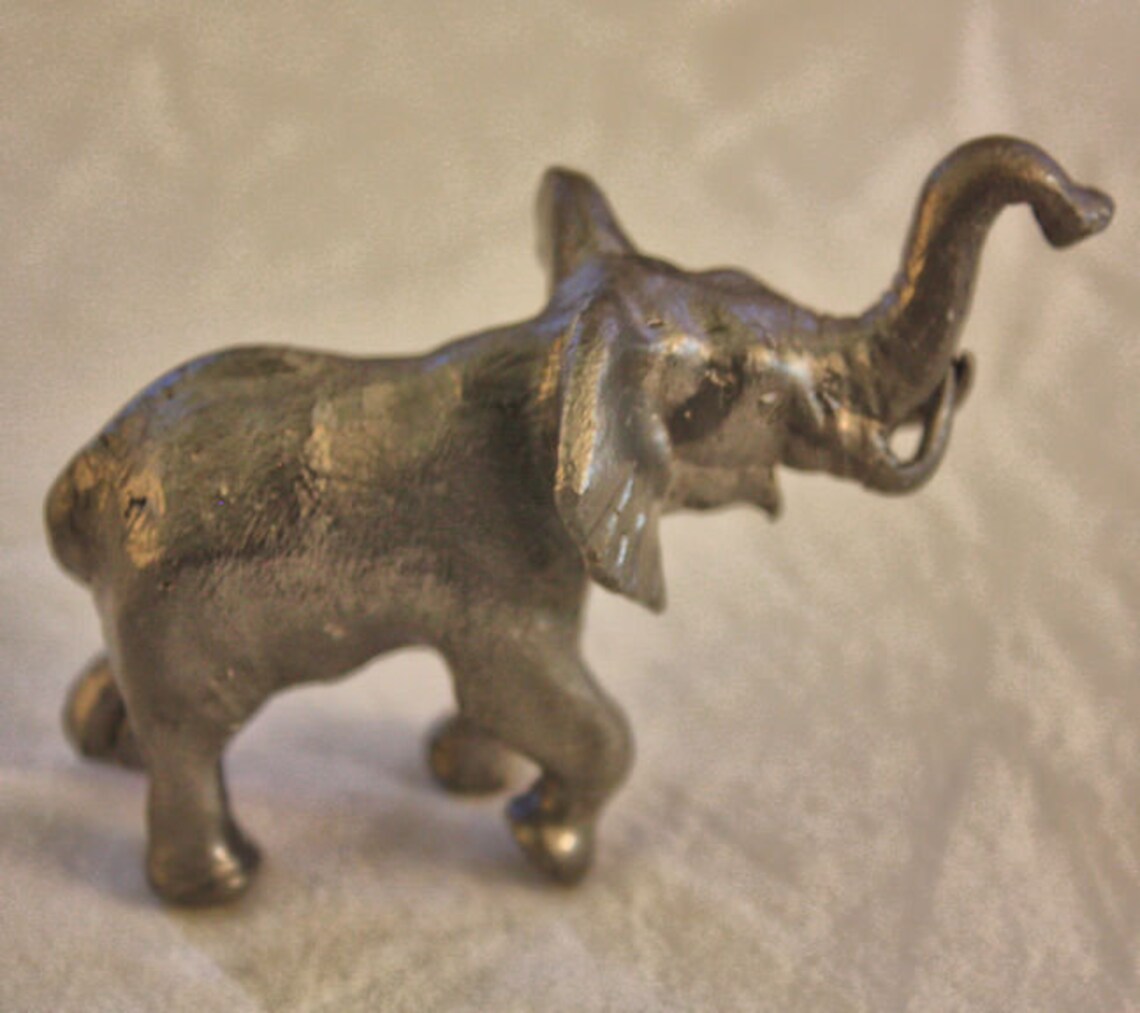 Vintage Solid Pewter African Elephant - Etsy