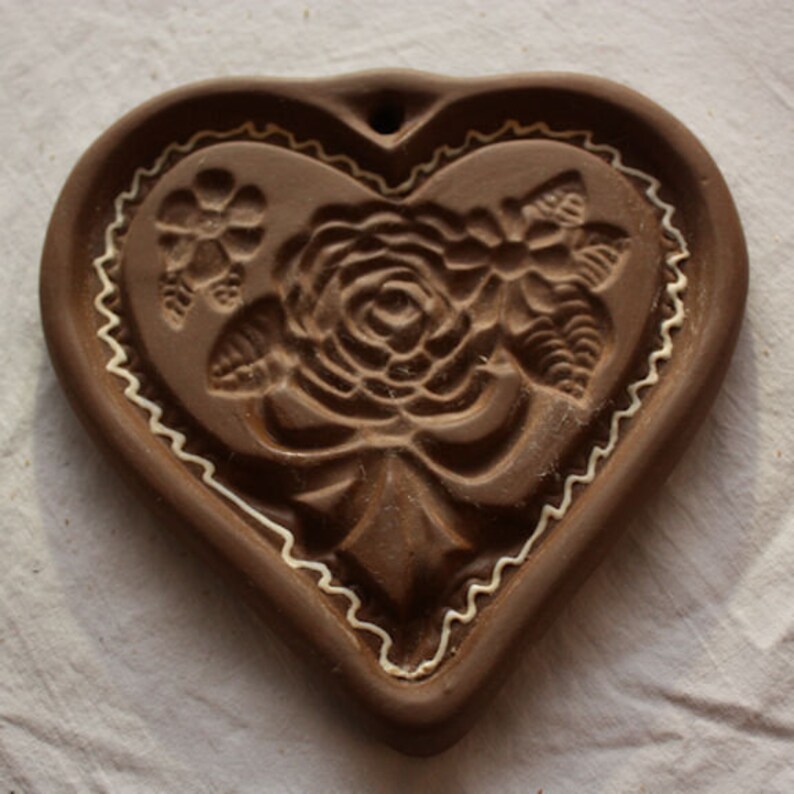 Vintage Heartstone USA Shortbread Cookie Pottery Mold With Floral ...