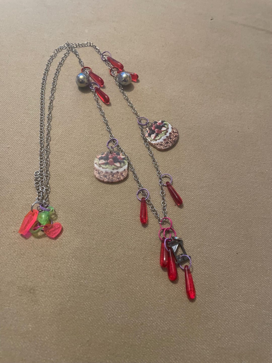 Let Them Eat Cake Guillotine & Red Glass W Cakes Necklace Costume ...