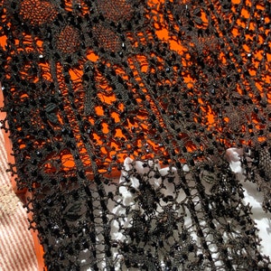 Victorian Fine Black Lace Panels MOURNING Lace Complete Handmade Beaded ...