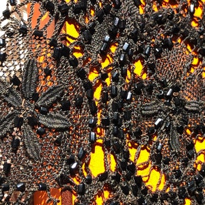 Victorian Fine Black Lace Panels MOURNING Lace Complete Handmade Beaded ...