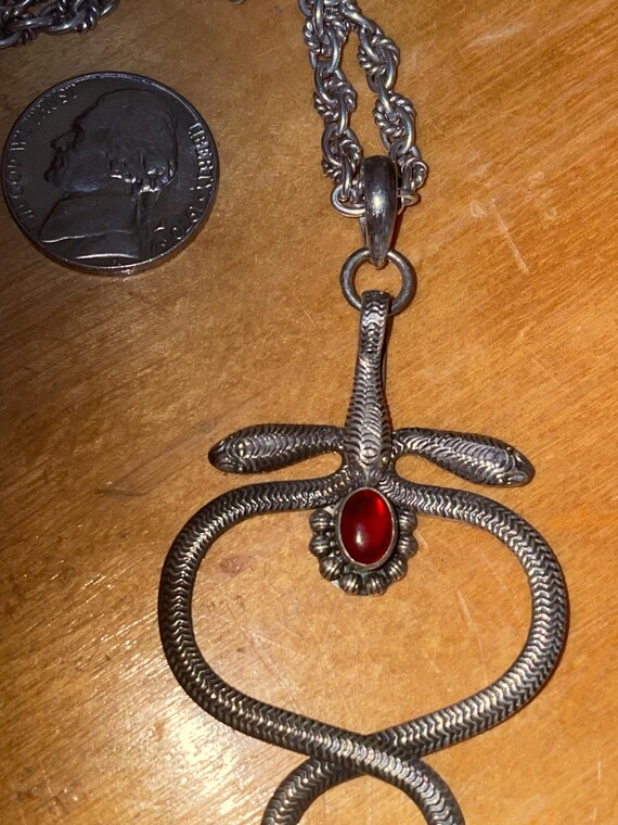 three SERPENTS with GARNET on Sterling 1800’s Asclepi… - Gem
