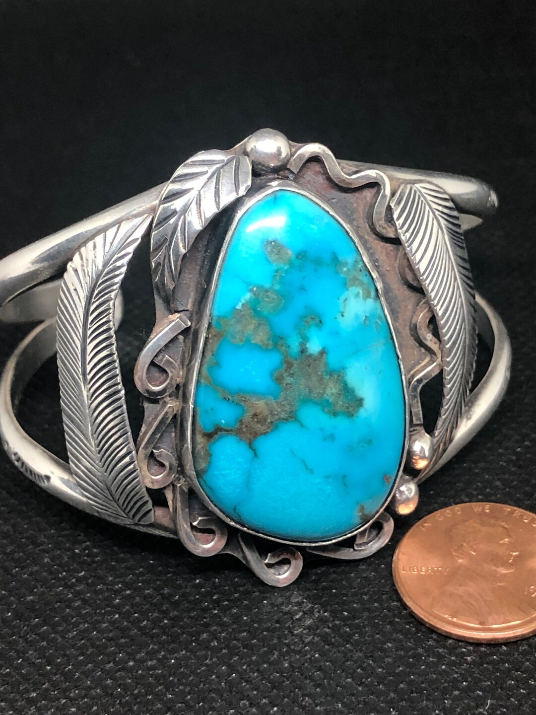 Large Bisbee Electric Blue Turquoise Cabochon Huge Stone Artist Navajo ...