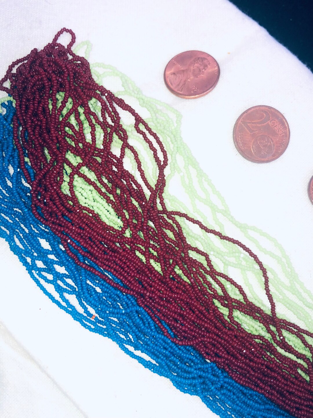 Three Hanks Tiny Mini Seed Beads Red Lime Green Teal Blue Many - Etsy