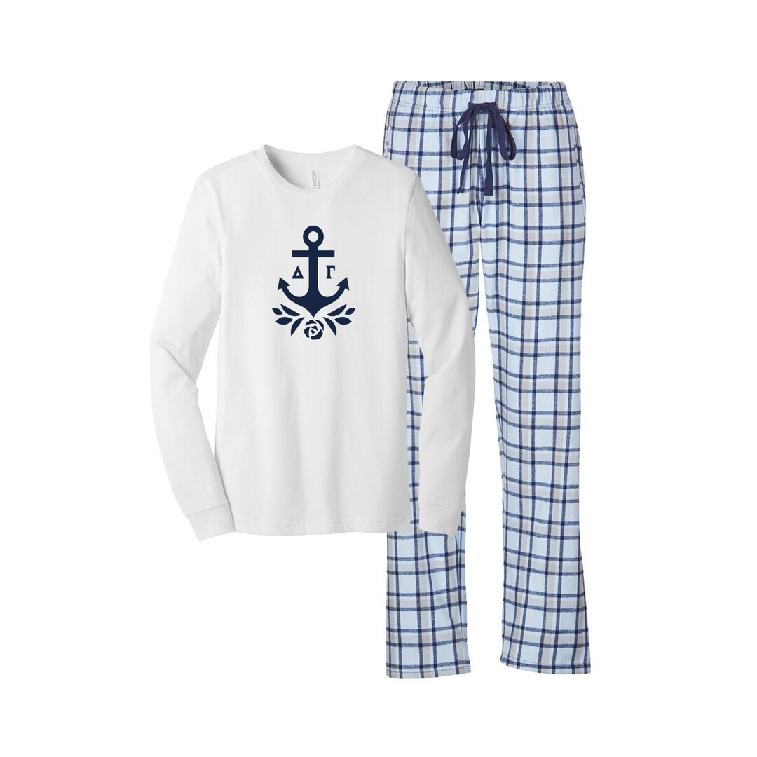 Delta Gamma Pajama Set: Flannel Plaid Pjs, Sorority Loungewear - Etsy