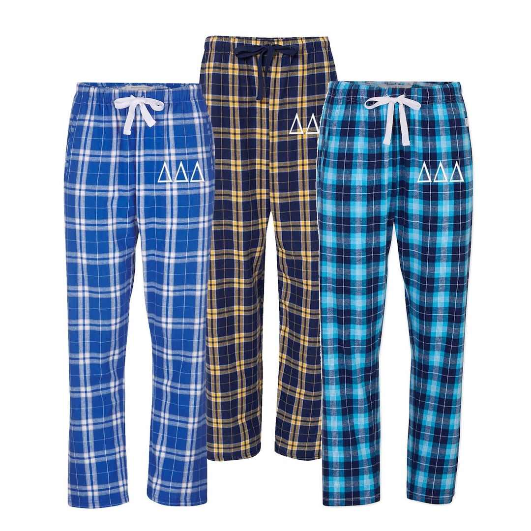 Delta Delta Delta Sorority Flannel Pants, Tri Delta Embroidered ...