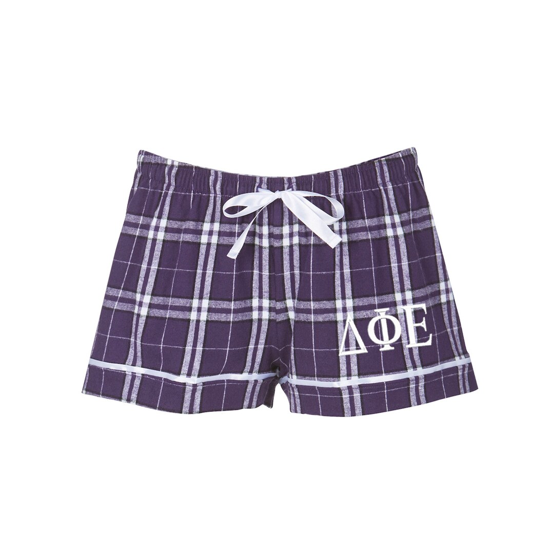 Delta Phi Epsilon Flannel Boxer, D PHI E Sorority Sleepwear, Loungewear ...