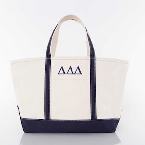 Delta Delta Delta Sorority Canvas Tote, Tri Delta Large Classic Cotton ...