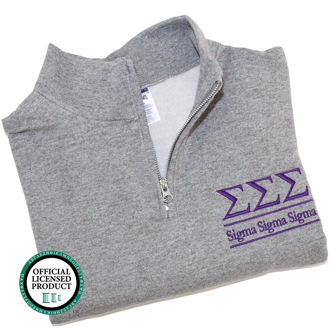 Sigma Sigma Sigma, Quarter Zip Sweatshirt, Embroidered Qzip Sweatshirt ...
