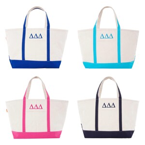Delta Delta Delta Sorority Canvas Tote, Tri Delta Large Classic Cotton ...