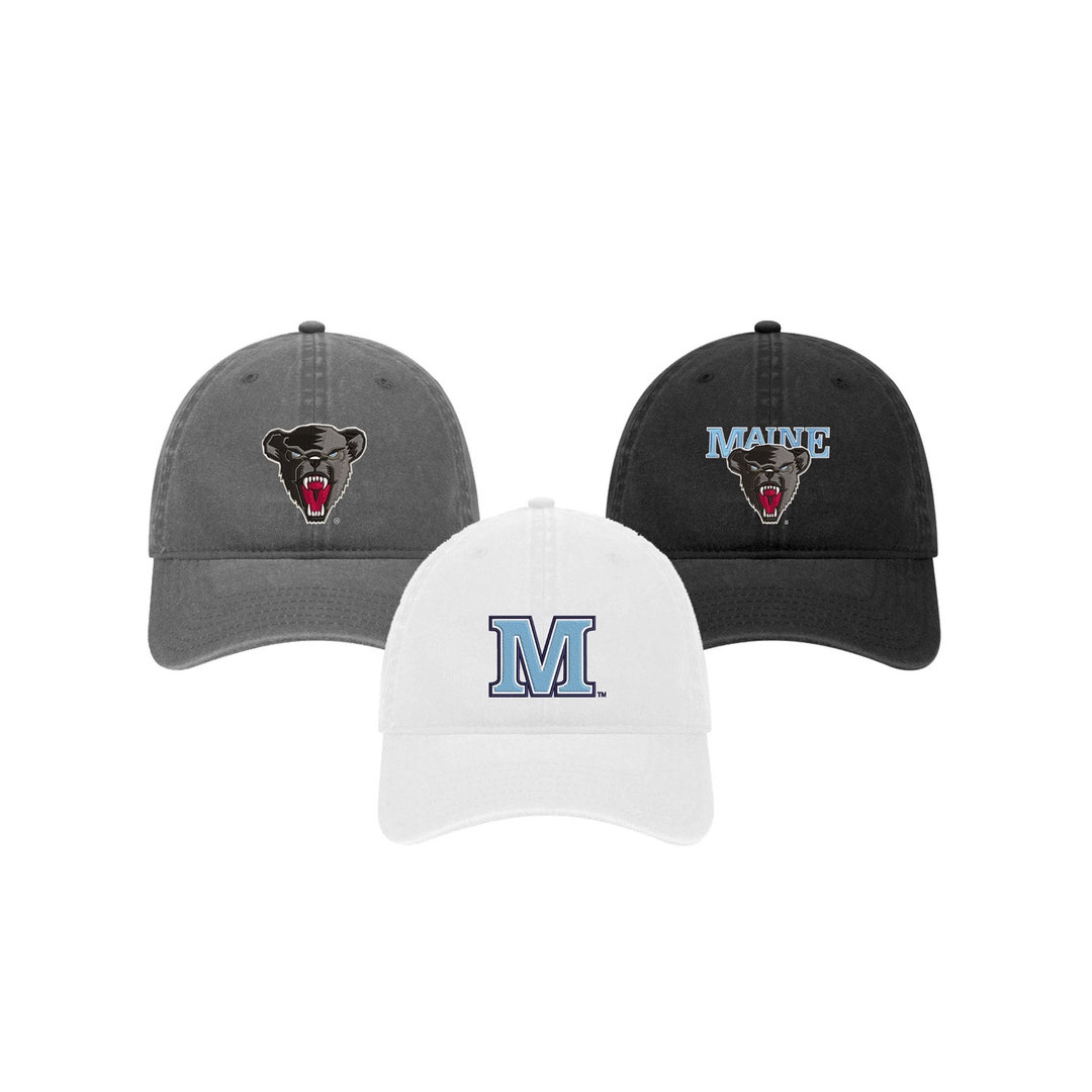 University of Maine, Embroidered Beach Washed Baseball Hat, Maine Black ...