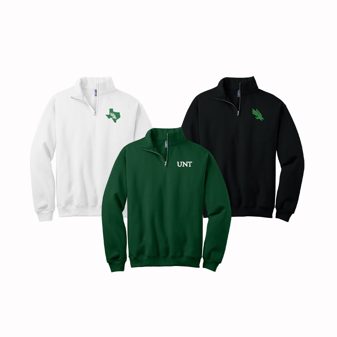 UNT Quarter Zip Sweatshirt: Embroidered Diving Eagle Logo - Etsy