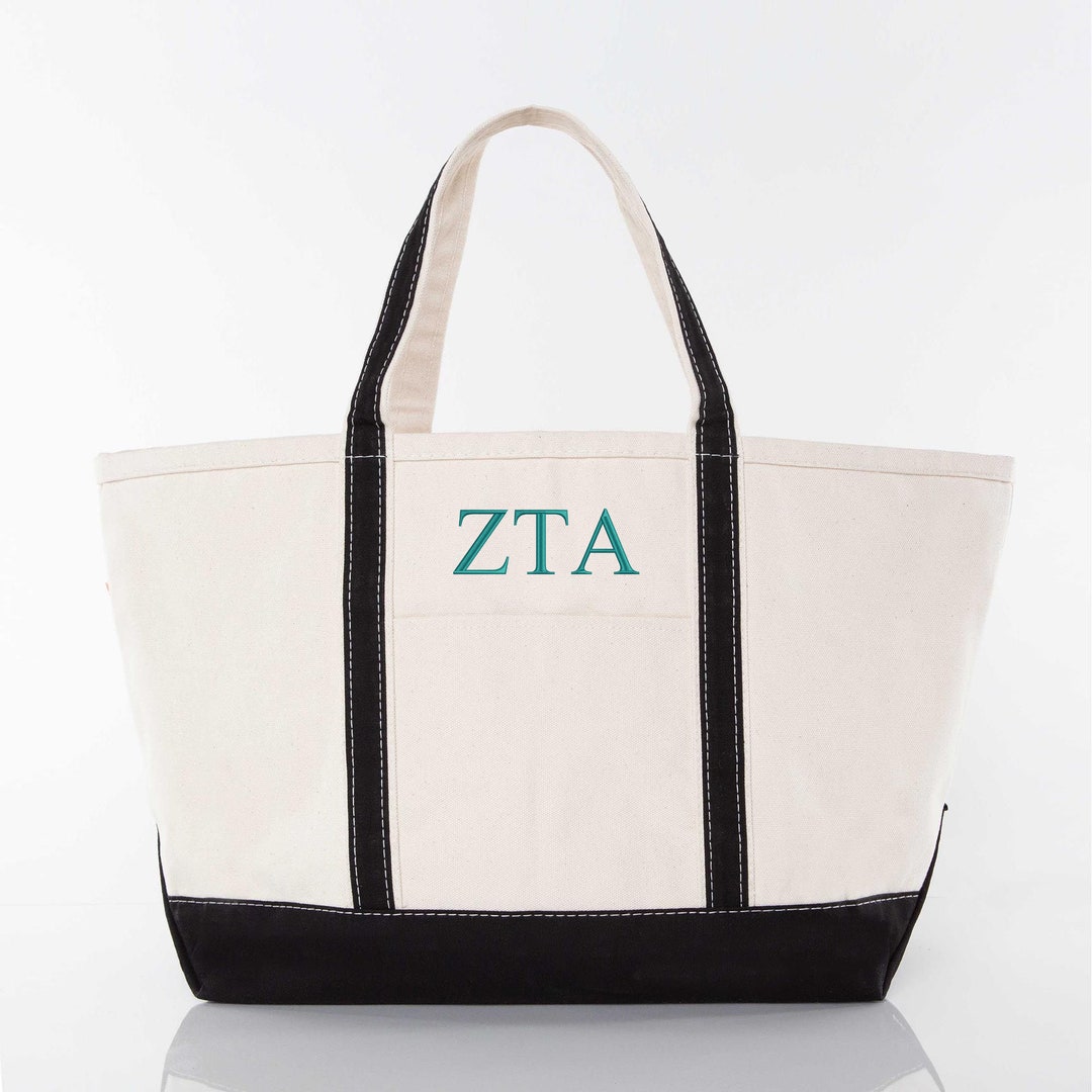 Zeta Tau Alpha Sorority Canvas Tote, ZTA Large Classic Cotton Tote Bag ...