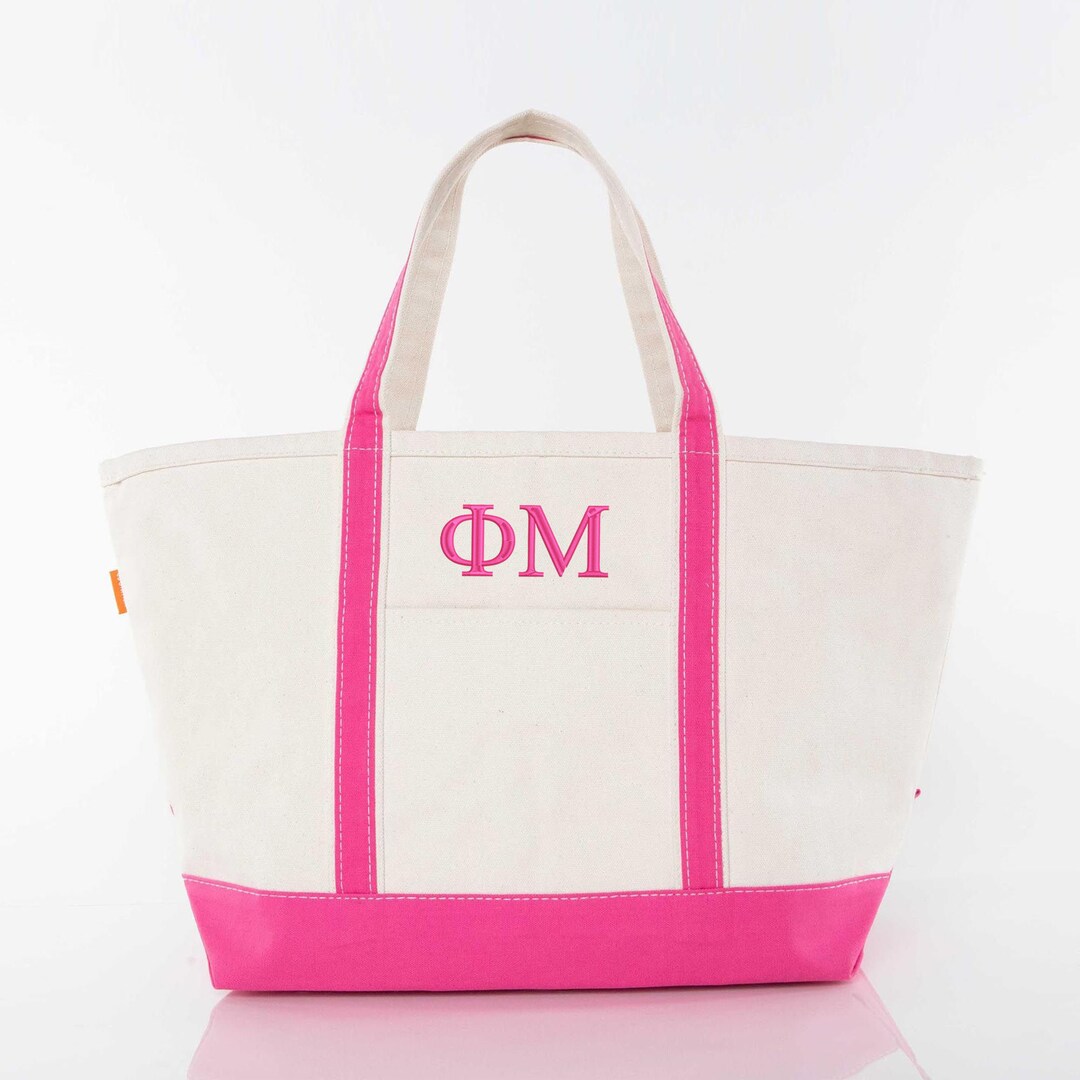 Phi Mu Sorority Canvas Tote, Phi Mu Large Classic Cotton Tote Bag, FM ...
