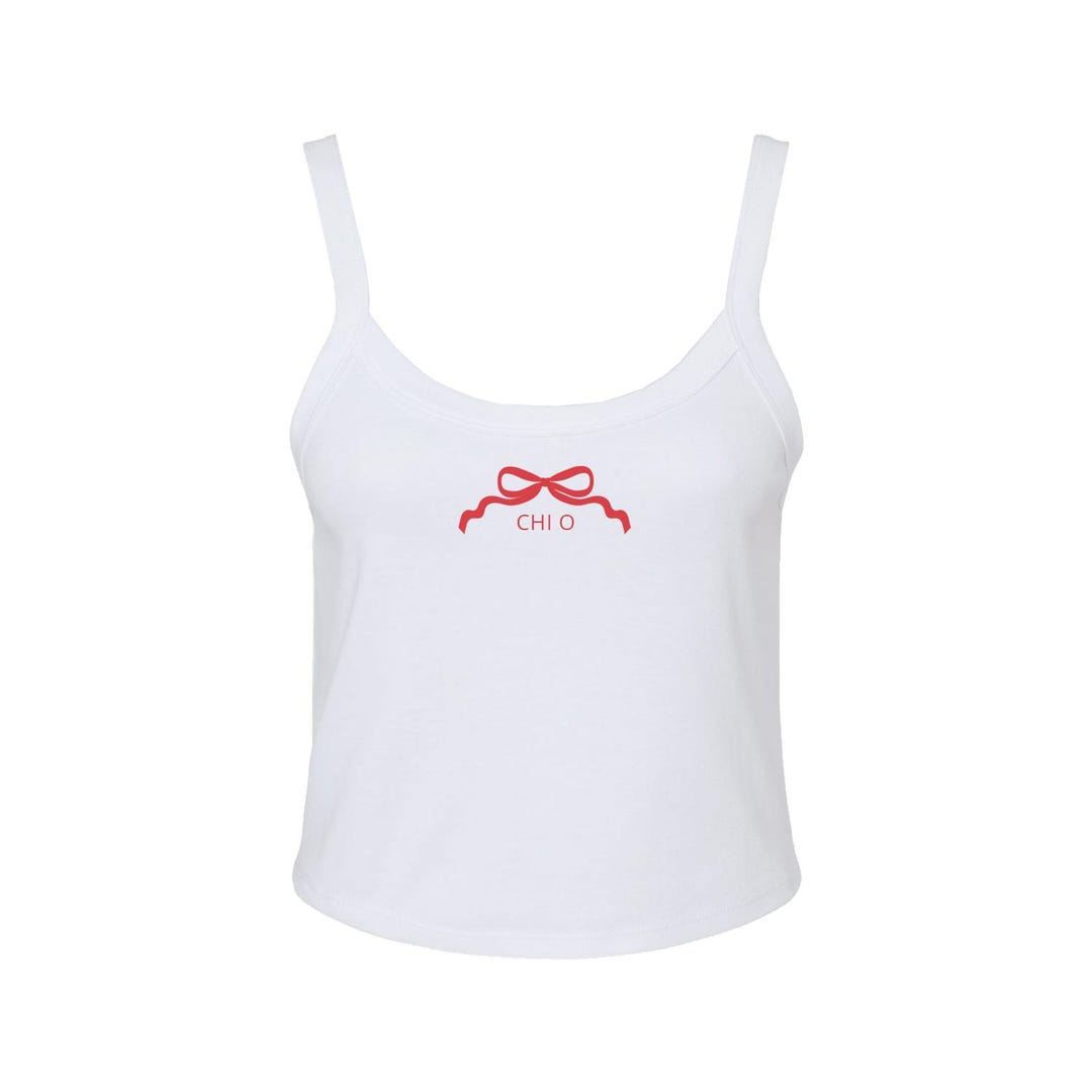 Chi Omega Cropped Tank Top, CHI O Spaghetti Strap Tank, Rush Bid Day ...