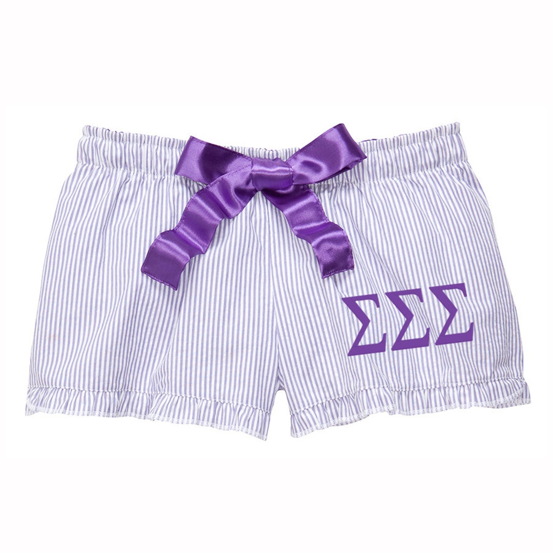 Sigma Sigma Sigma, Seersucker Boxers, Tri Sig Sorority Boxer Shorts ...