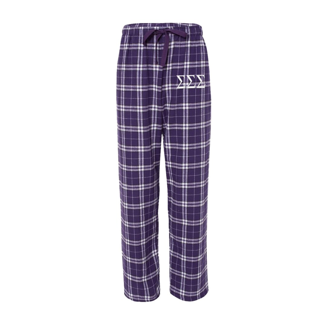 Sigma Sigma Sigma, Embroidered Flannel Pajama Pants, Tri Sigma Sorority ...