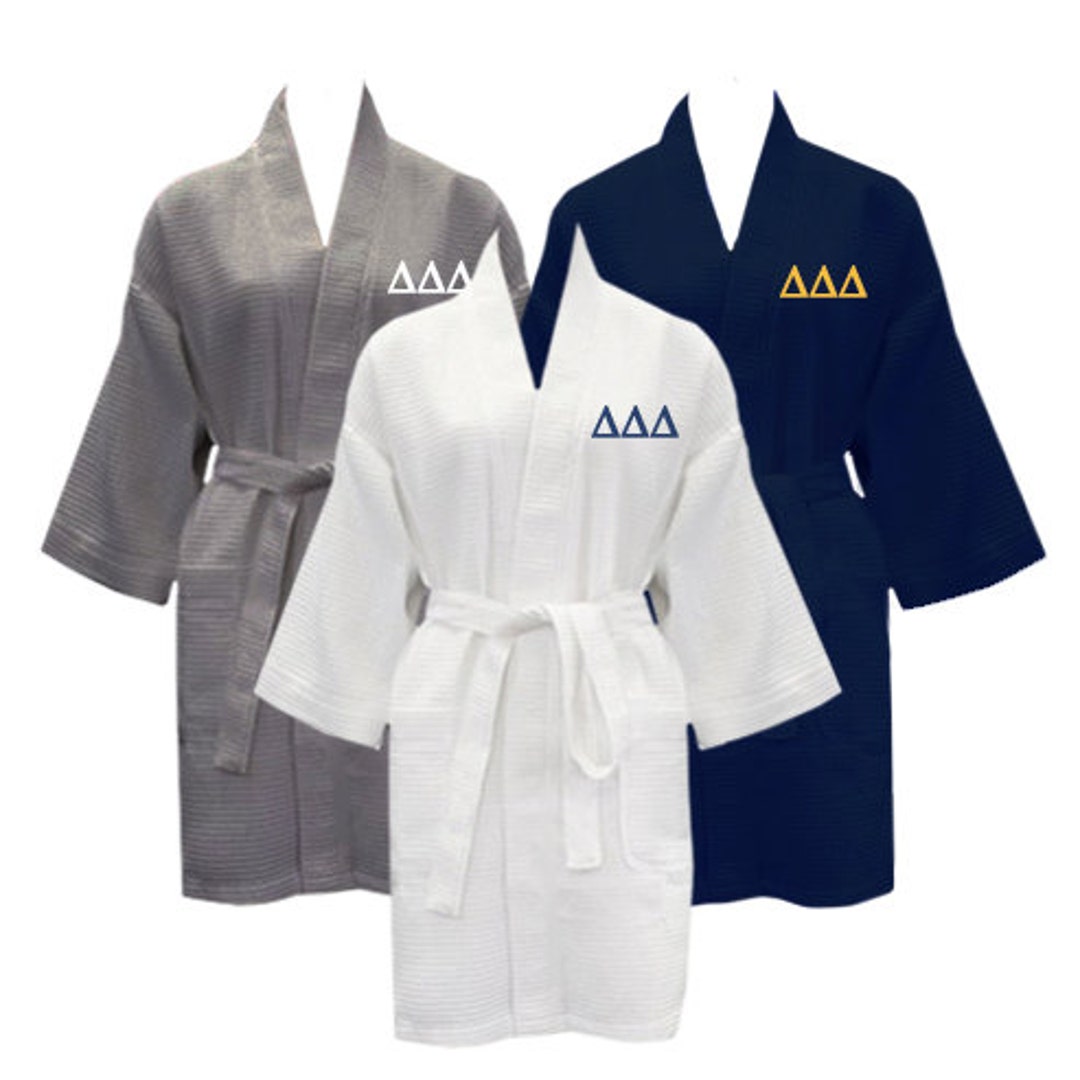 Delta Delta Delta Waffle Weave Bath Robe, Tri Delta Short Waffle Weave ...