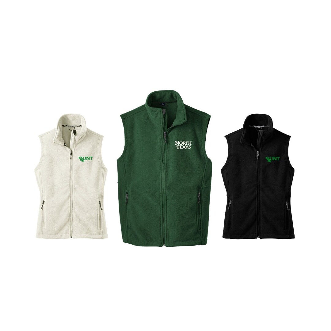 North Texas, Fleece Vest, North Texas Zip up Vest, North Texas Apparel ...