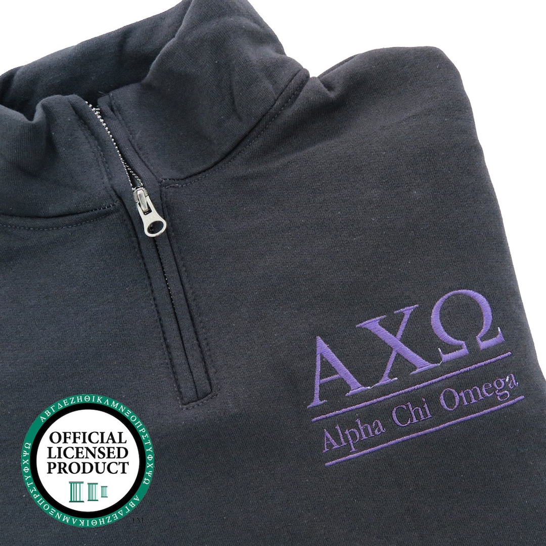 Alpha Chi Omega, Quarter Zip Sweatshirt, A CHI O Sorority Embroidered ...