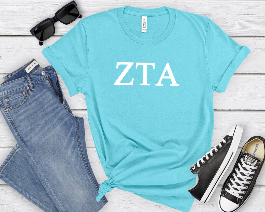 Zeta Tau Alpha Sorority Short Sleeve Tee, ZTA Letters Shirt, Rush Bid ...