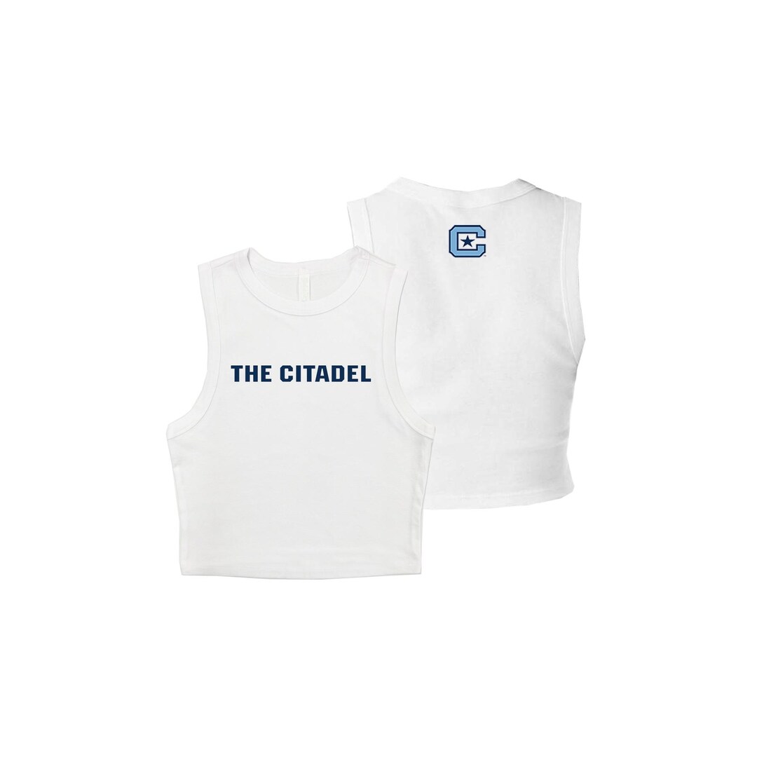The Citadel Tank Top, Citadel Bulldogs Cropped Tank, Crop Shirt, White ...