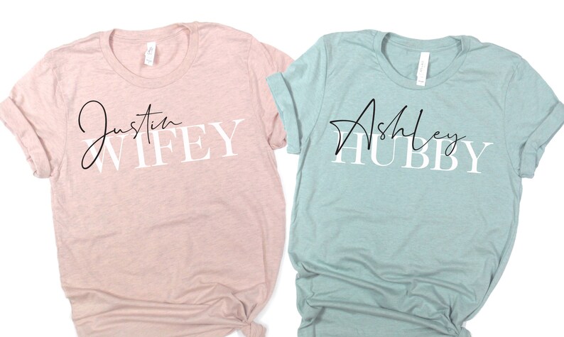 Wifey Hubby Personalized Name Honeymoon Shirts Couples Etsy