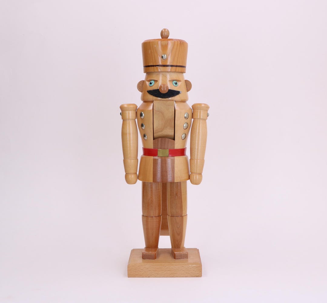 Wooden Nutcracker With Red Belt and Large Moustache Made in the German ...