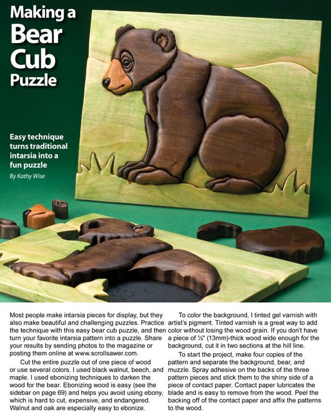 Bear Cub Puzzle Intarsia PDF Download Pattern - Etsy