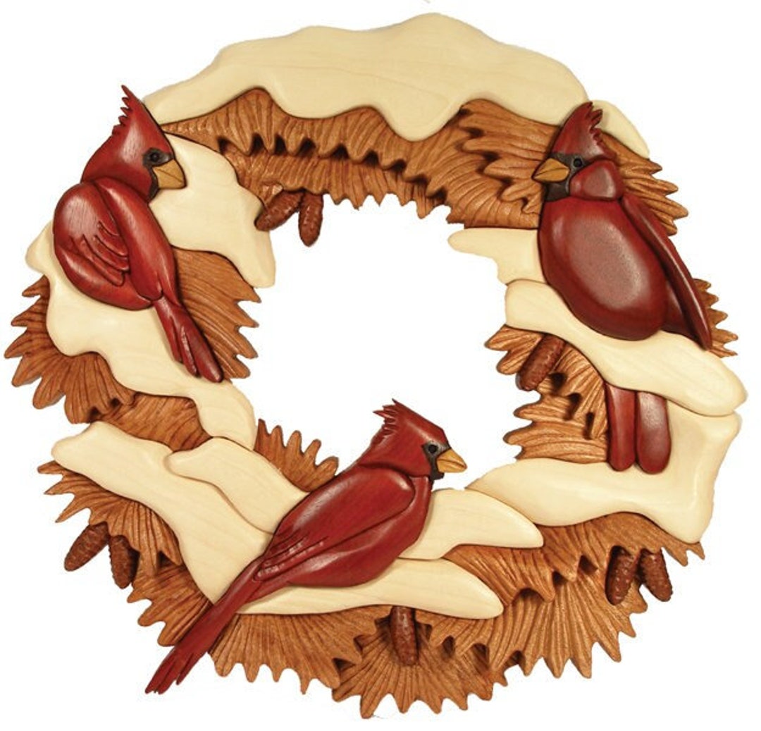 Cardinal Wreath PDF Download Intarsia Pattern - Etsy